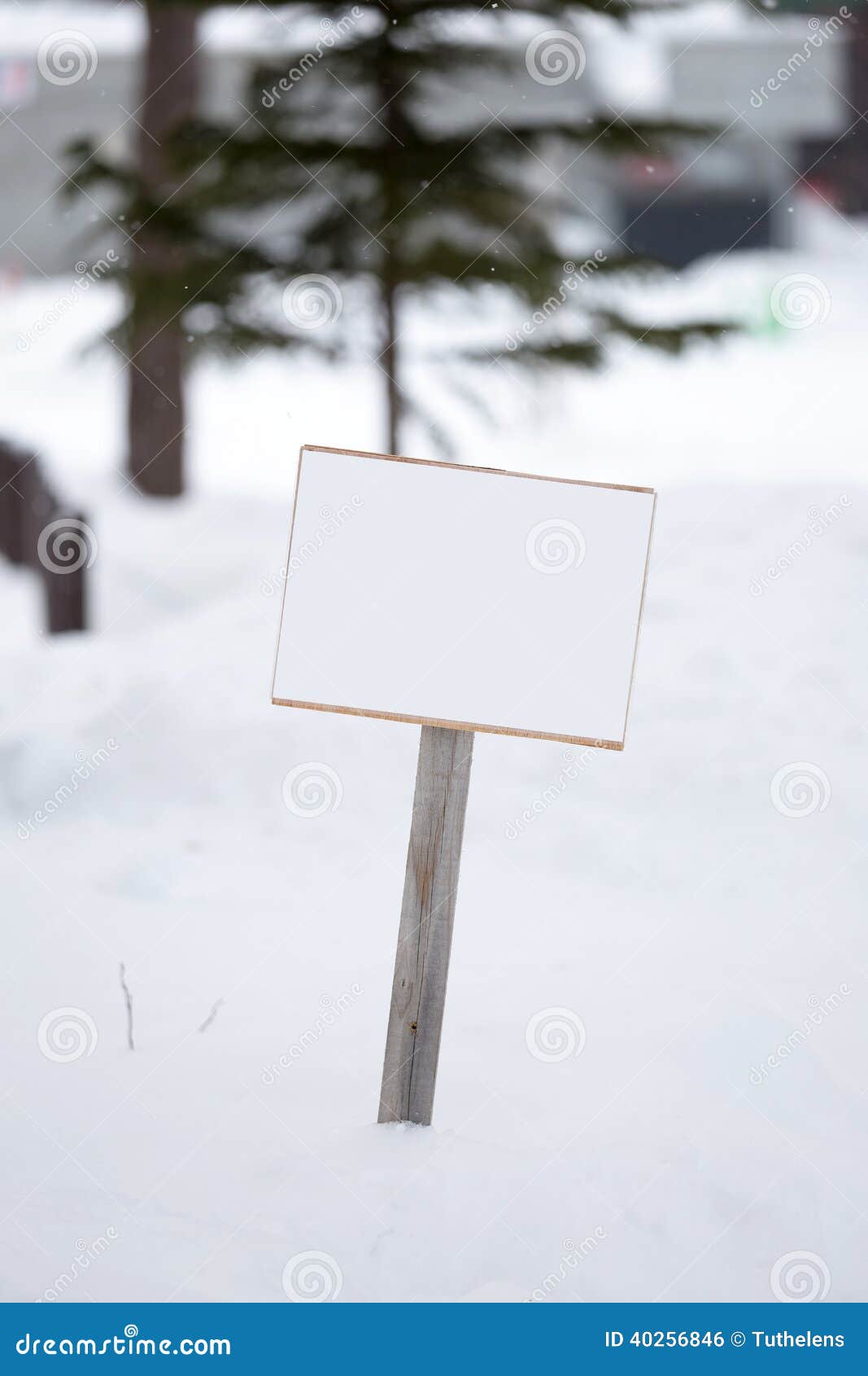 Blank Sign in the Winter Scene Stock Photo - Image of signpost ...