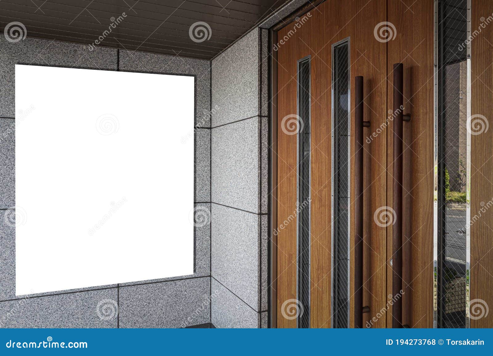 Blank signage on the wall stock photo. Image of mall - 194273768