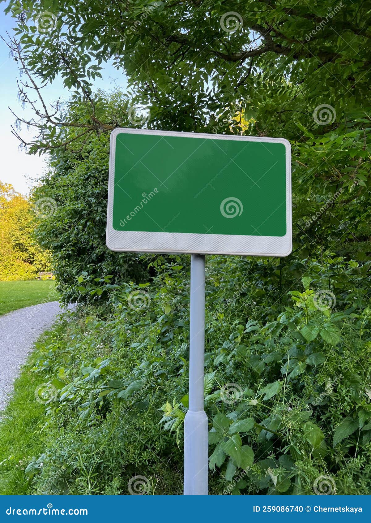 Blank Signboard in Beautiful Park on Sunny Day. Space for Design Stock ...