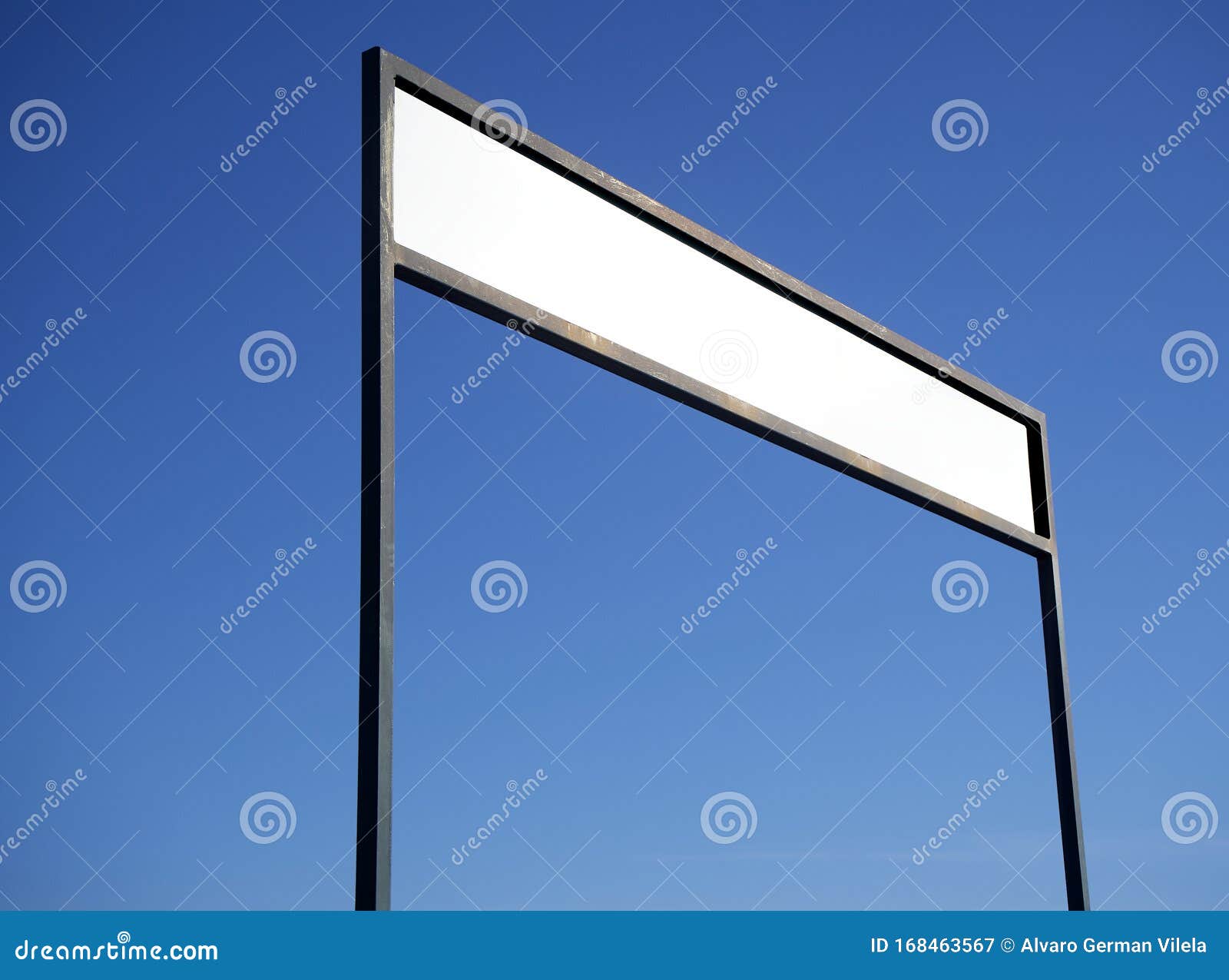 Blank Signboard on Blue Sky Background Stock Image - Image of ...