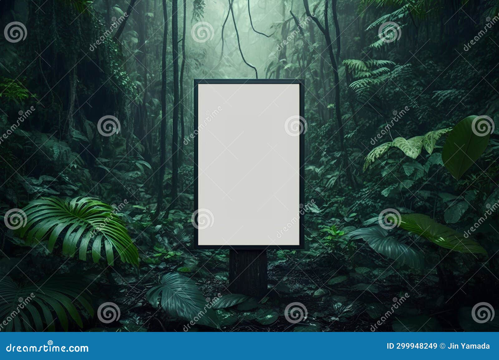 Blank Signboard in the Jungle, 3d Render, Square Image Stock ...