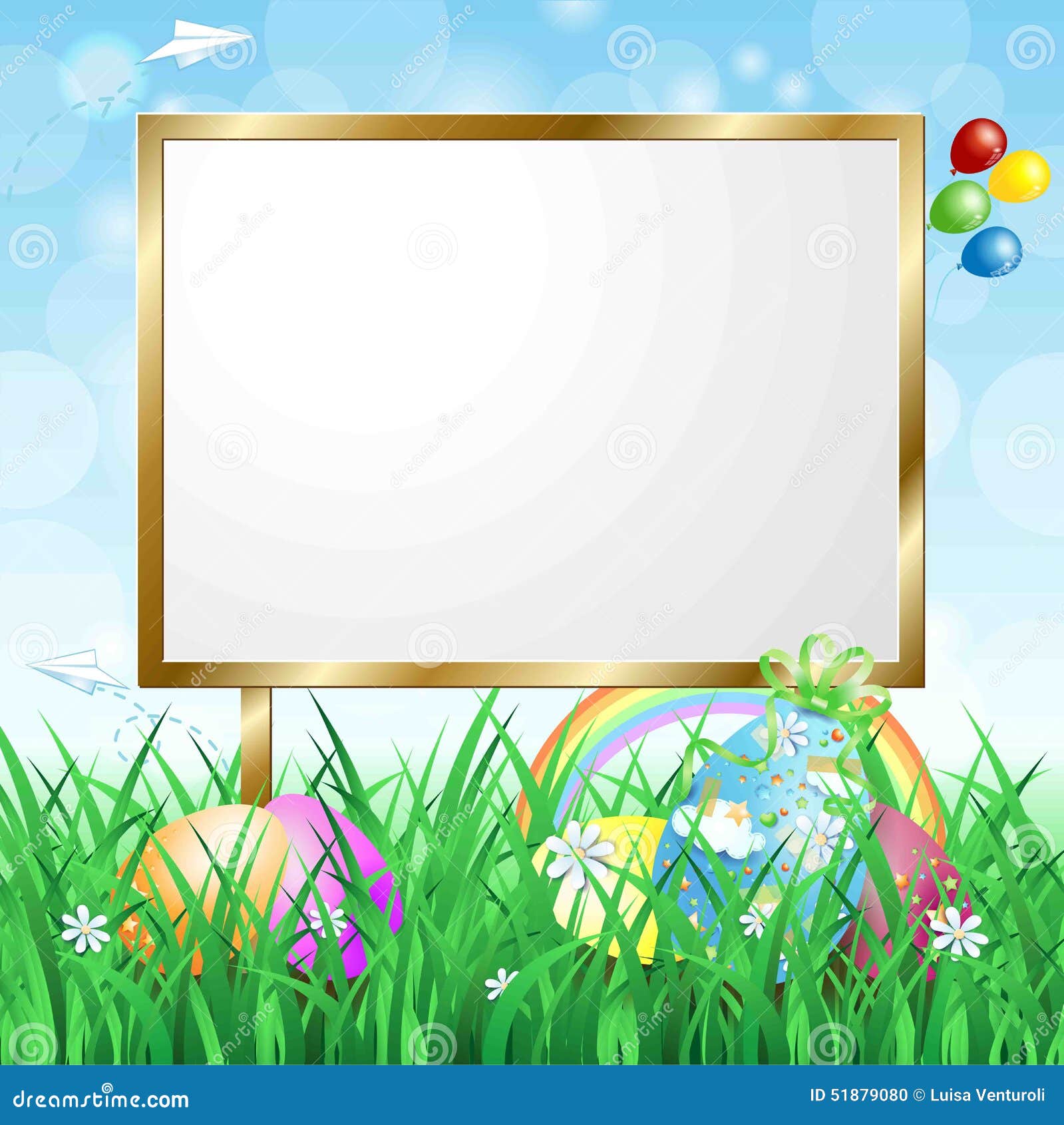 Blank Signboard on Spring Landscape Stock Vector - Illustration of ...