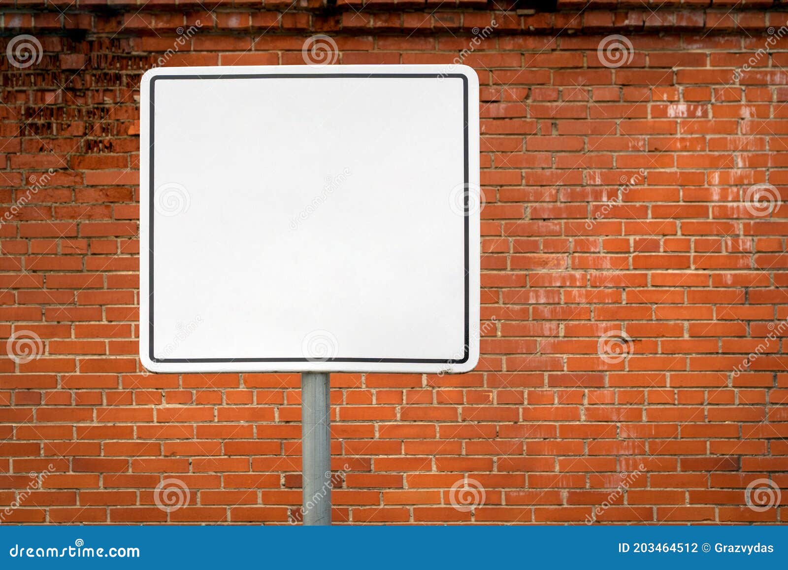 Blank Signpost Against the Brick Wall Stock Photo - Image of billboard ...