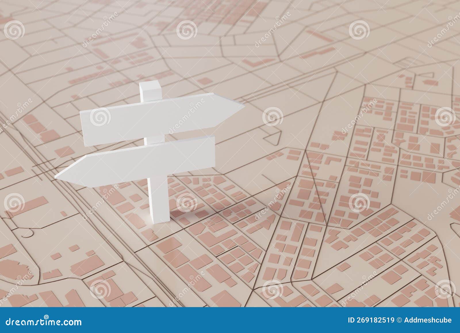An Blank Signpost on a 3D City Map, 3d Stock Illustration ...