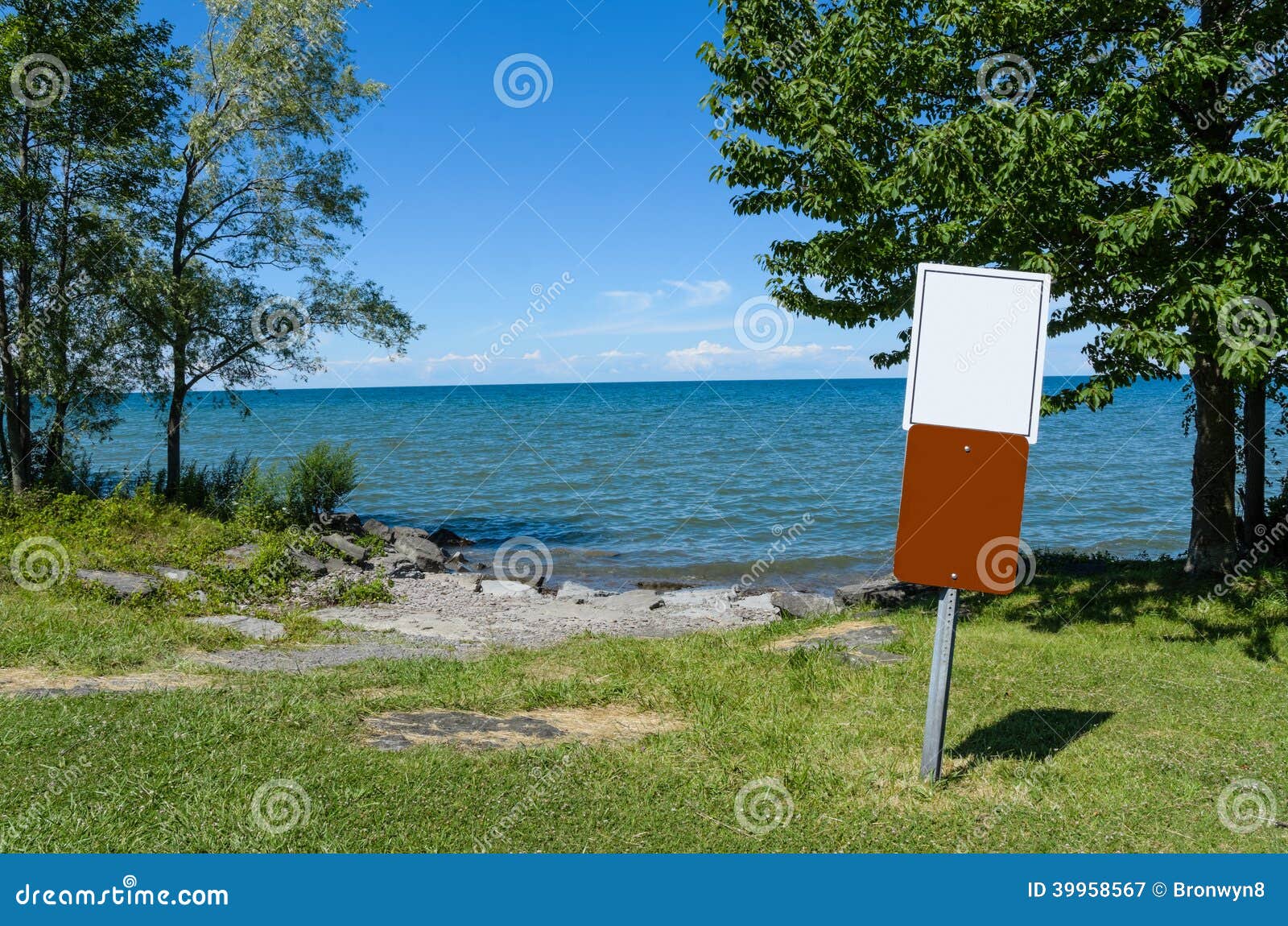 Blank Signs at Water Edge stock image. Image of copy - 39958567