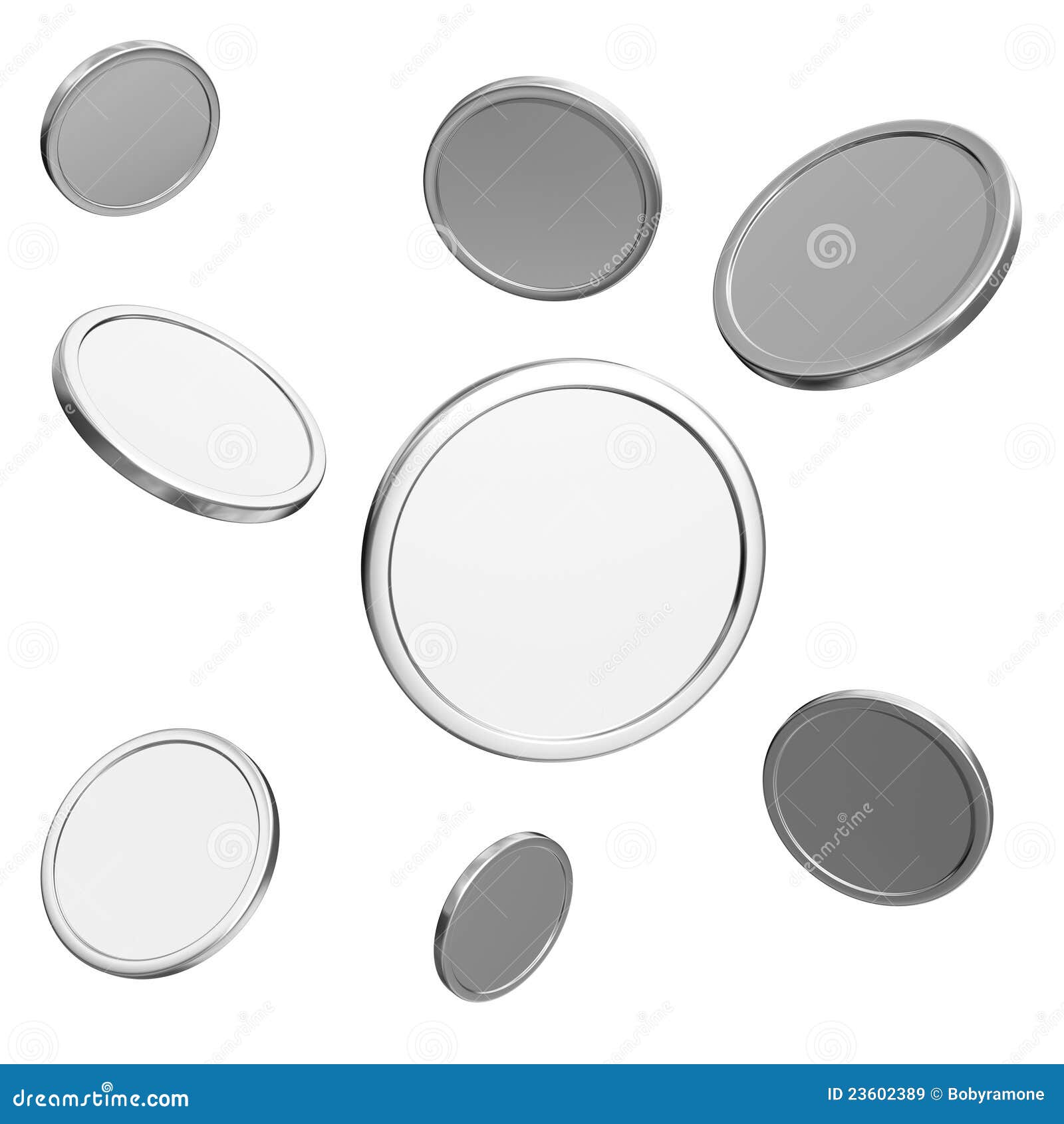 Blank Silver Coins on White Background Stock Illustration ...