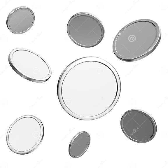 Blank Silver Coins on White Background Stock Illustration ...