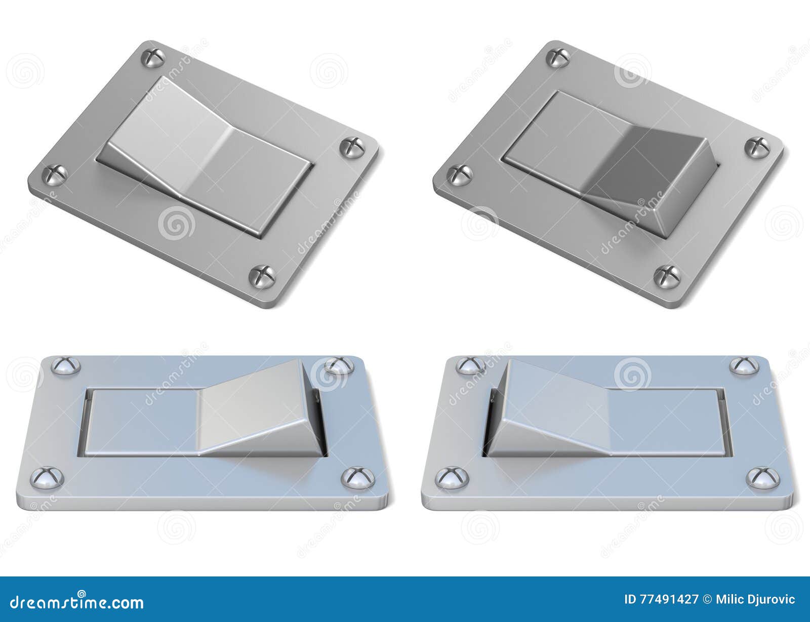 Blank, Silver, Power Switch Button. Angled View Stock Illustration ...