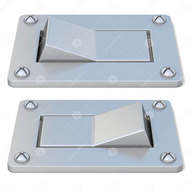 Blank, Silver, Power Switch Button on OFF. Front View Stock ...