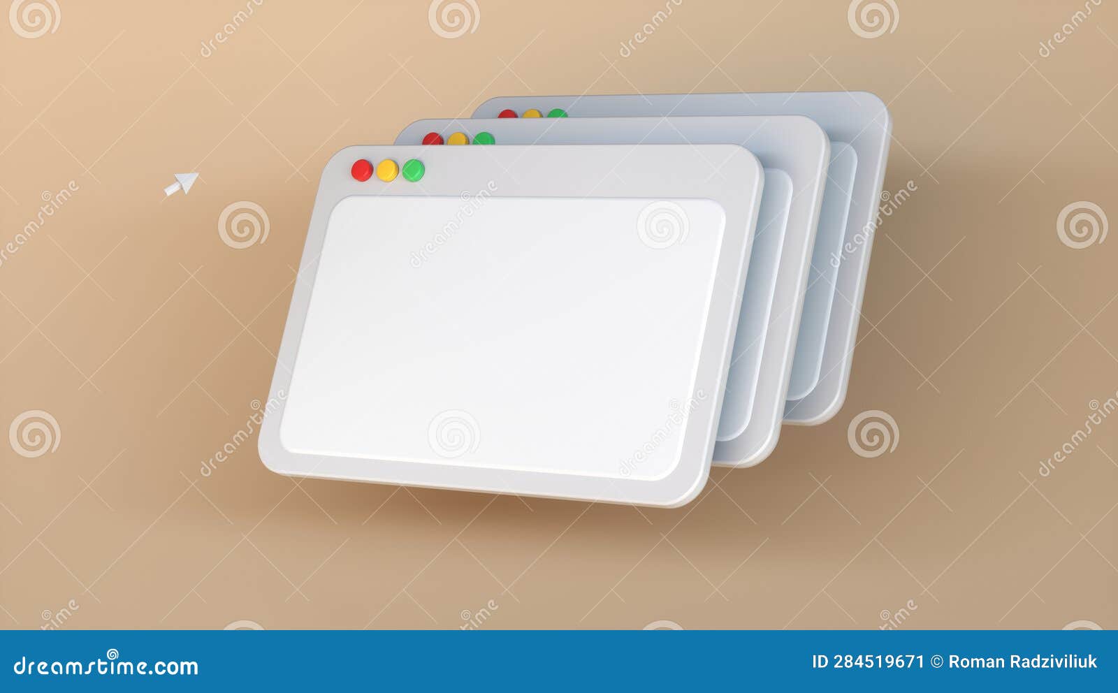 Blank Simple Browser Cascade Windows Symbol on Soft Beige Studio ...