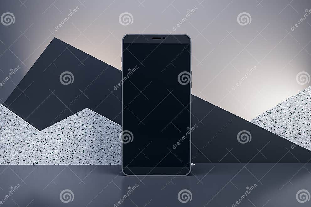 Blank Smartphone on Creative Decorative Triangular Mountain Background ...