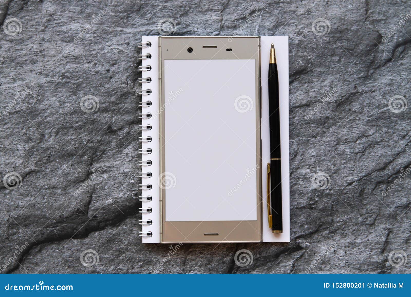 Blank Smartphone and Notebook Stock Image - Image of textpad, stone ...
