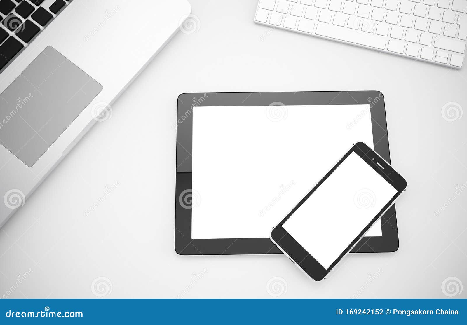 Blank Smartphone and Tablet Mock Up Illustration 3D Rendering Stock ...