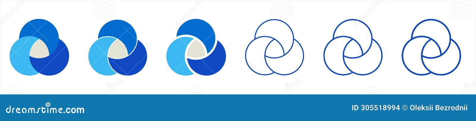 Blank Solid and Wire Frame Circle Overlap Chart Stock Vector ...