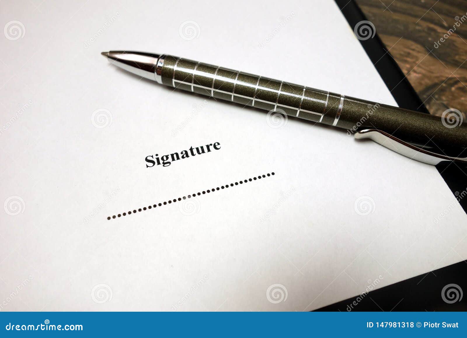 Blank Space for Signature on Document with Pen Stock Photo - Image of ...
