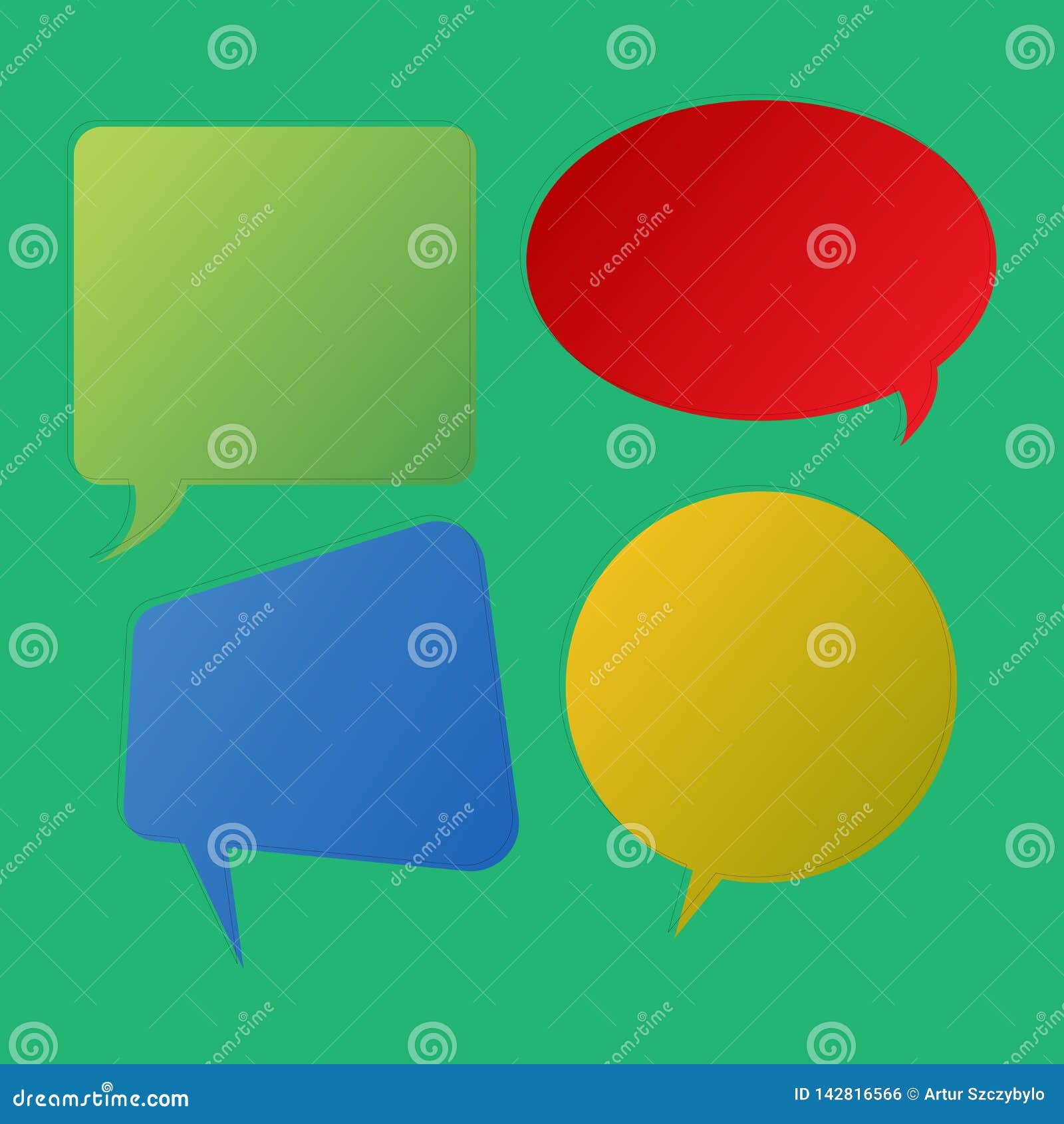 Blank Space Speech Bubble in Different Shapes and Solid Colors. Various ...