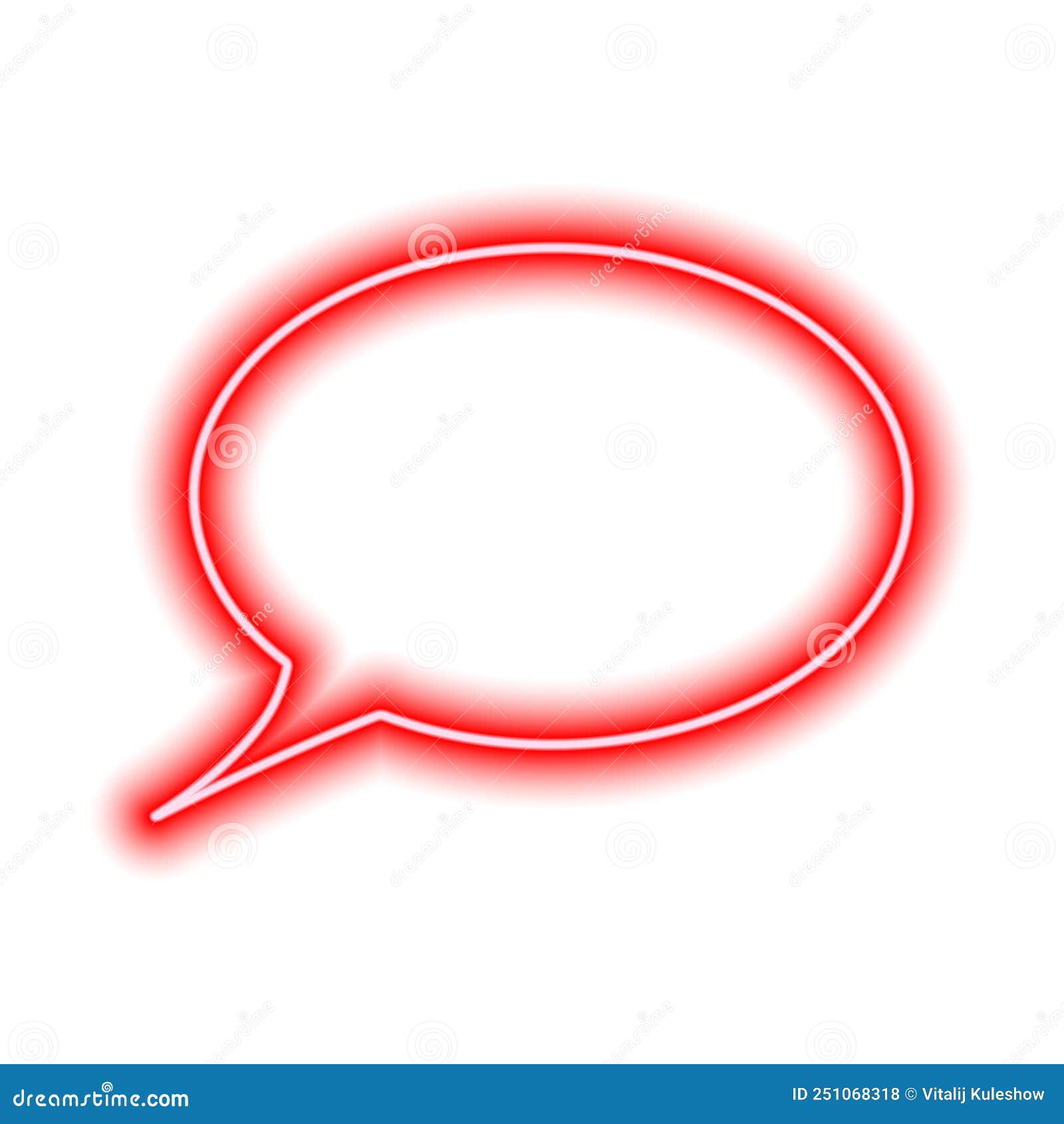 Blank Speech Bubble Isolated on White. Neon Red Contour Stock ...