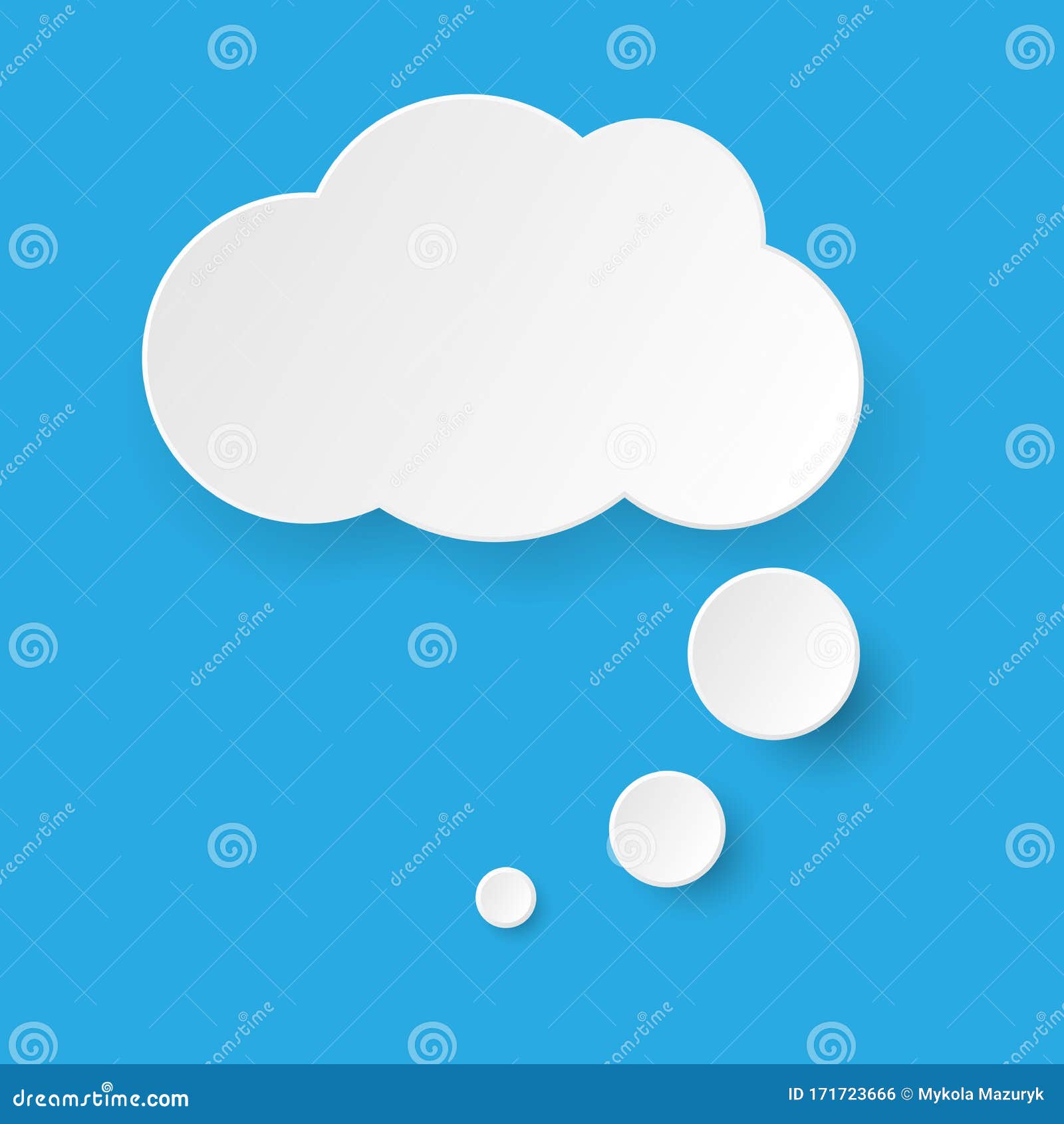 Blank Speech Bubble, Thinking Balloon Like Cloud on Blue Background ...