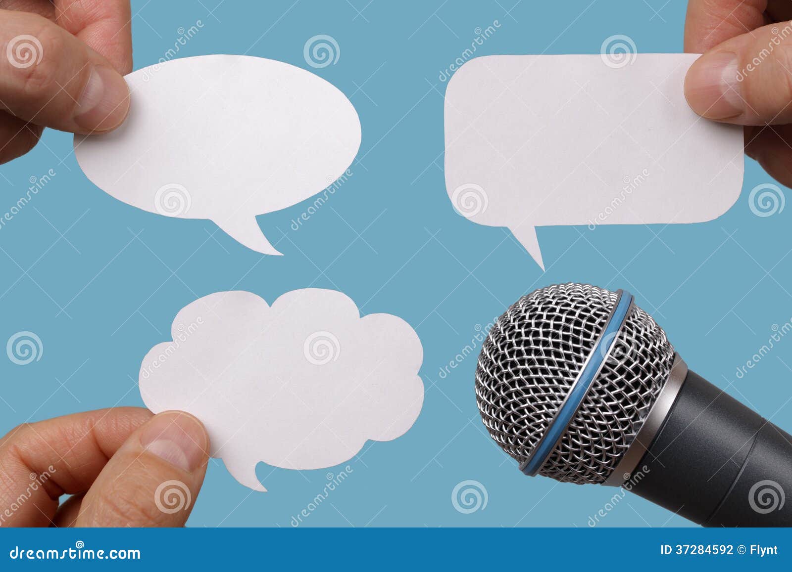 Blank Speech Bubbles with Microphone Stock Photo - Image of chatting ...