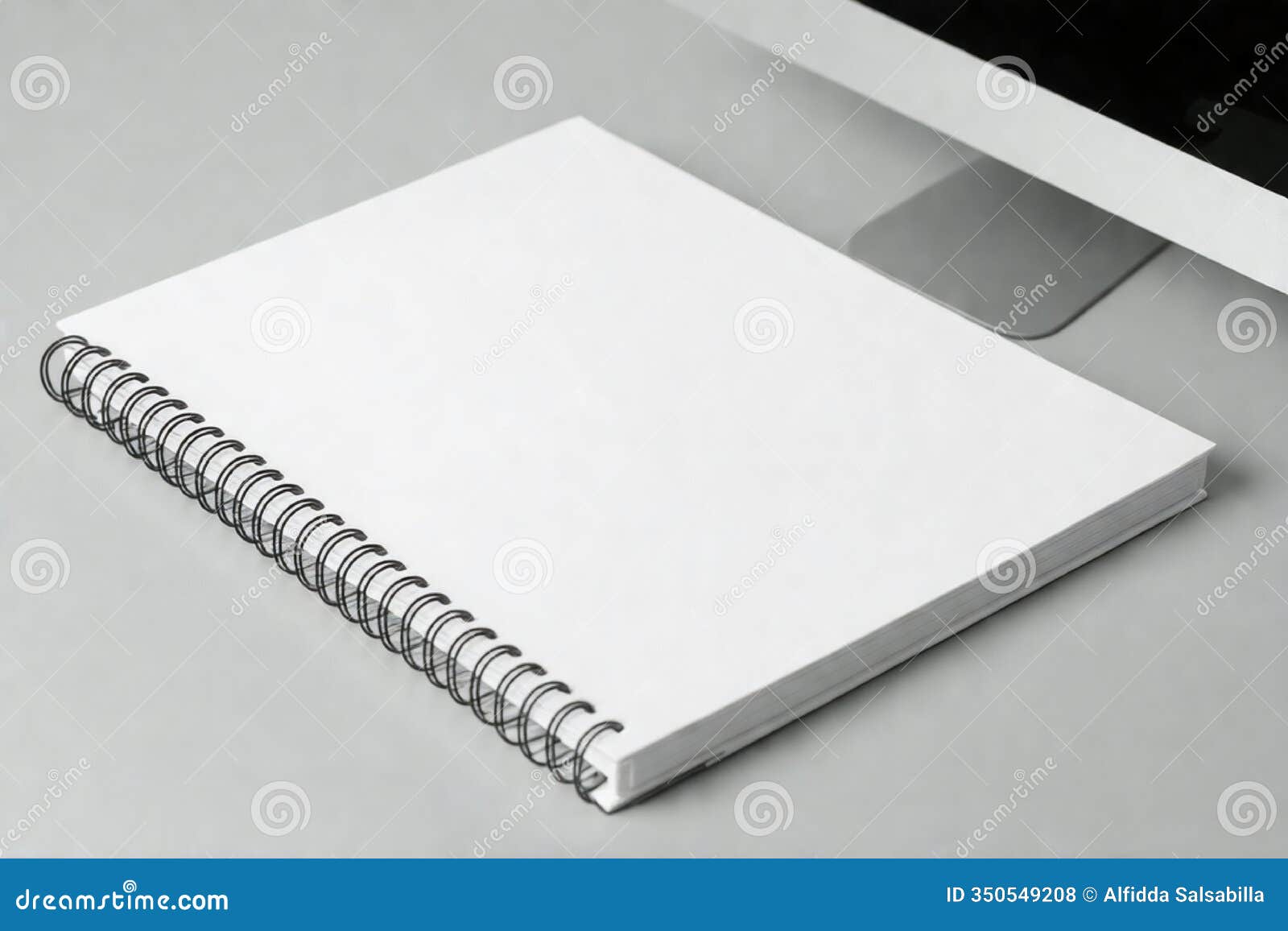 Blank Spiral-bound Notebook Mockup on Desk Stock Illustration ...
