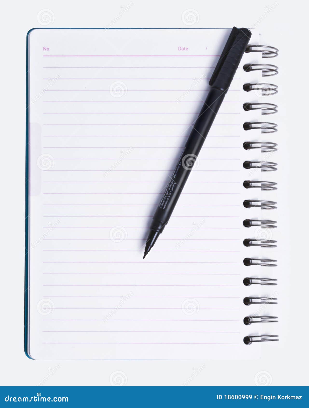 Blank Spiral Lined Notebook and Black Pen Stock Image - Image of ...