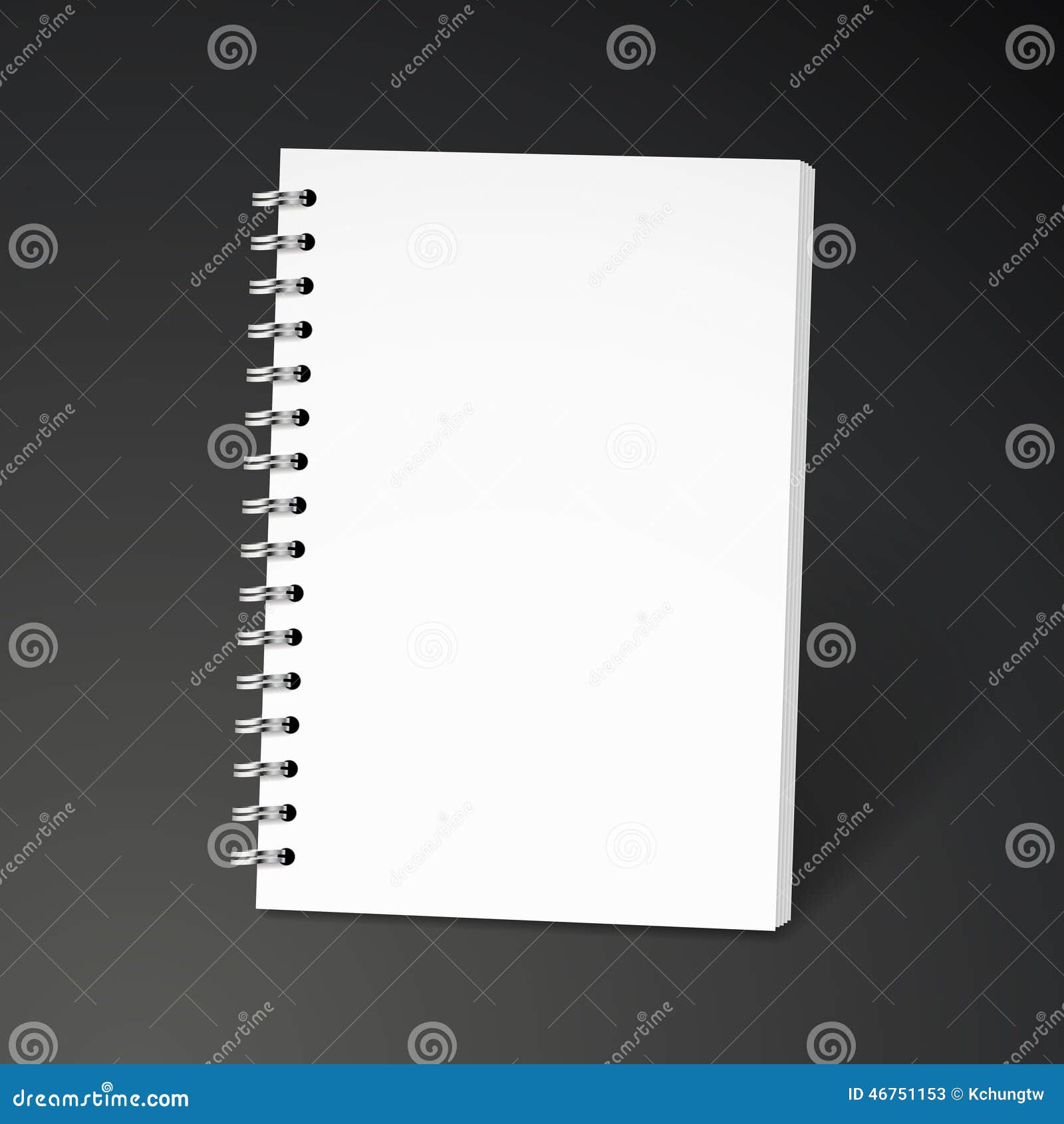 Blank Spiral Notebook Template. Black And White Covers. Isometric View ...