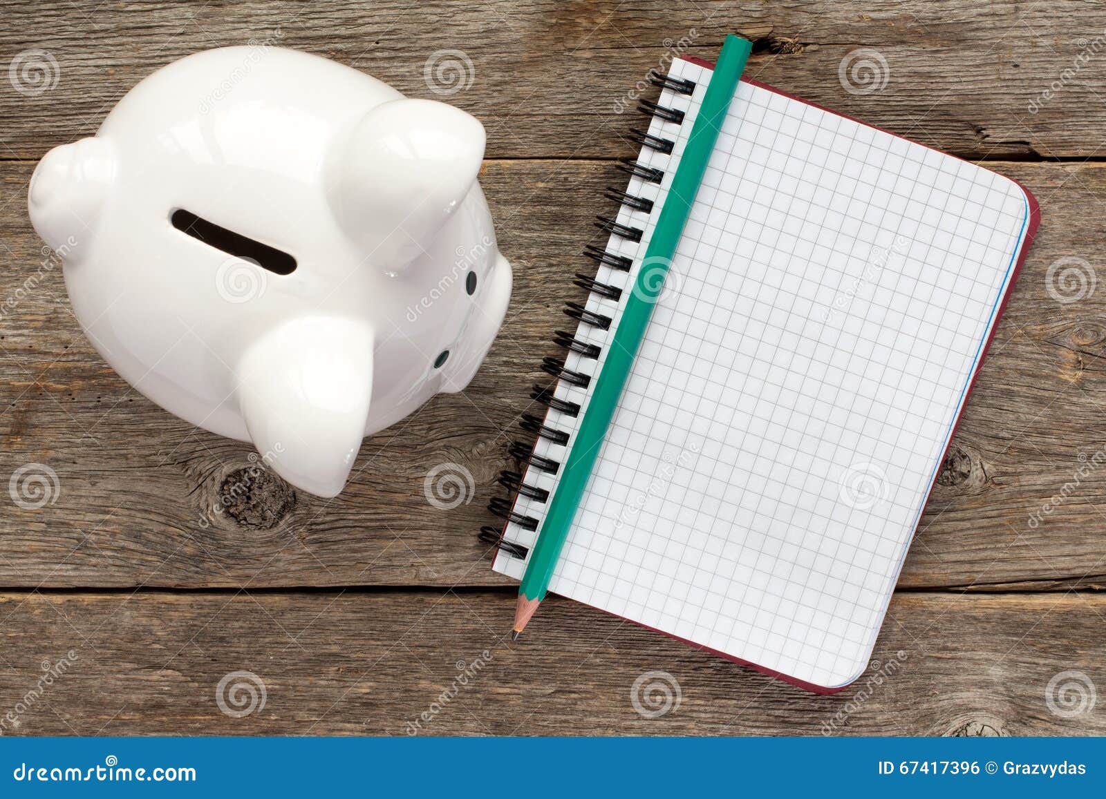 Blank Spiral Notebook with Piggy Bank. Stock Photo - Image of notebook ...