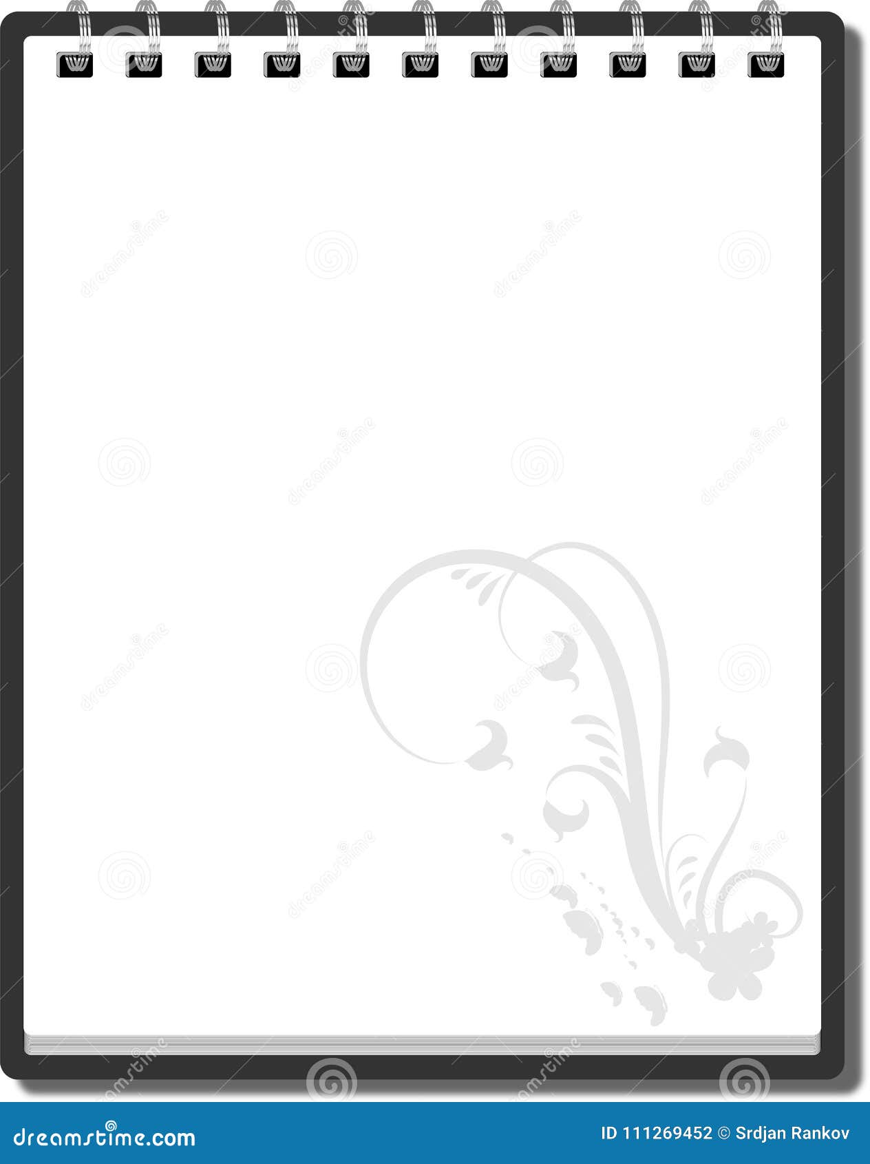 Blank Spiral Notebook Template. Black And White Covers. Isometric View ...