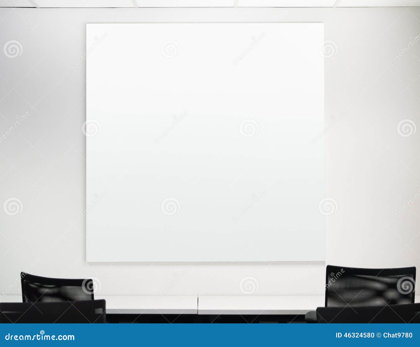 Blank Square Board on the White Wall Stock Photo - Image of notice ...
