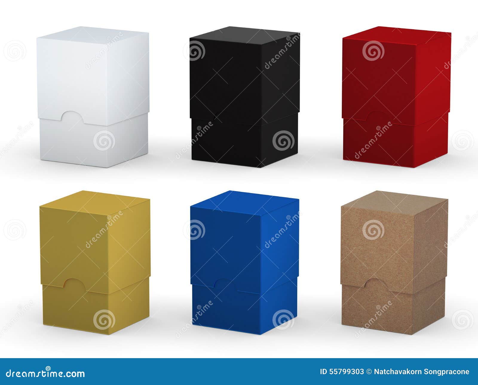 Blank Square Box Packaging Set with Clipping Path Stock Illustration ...