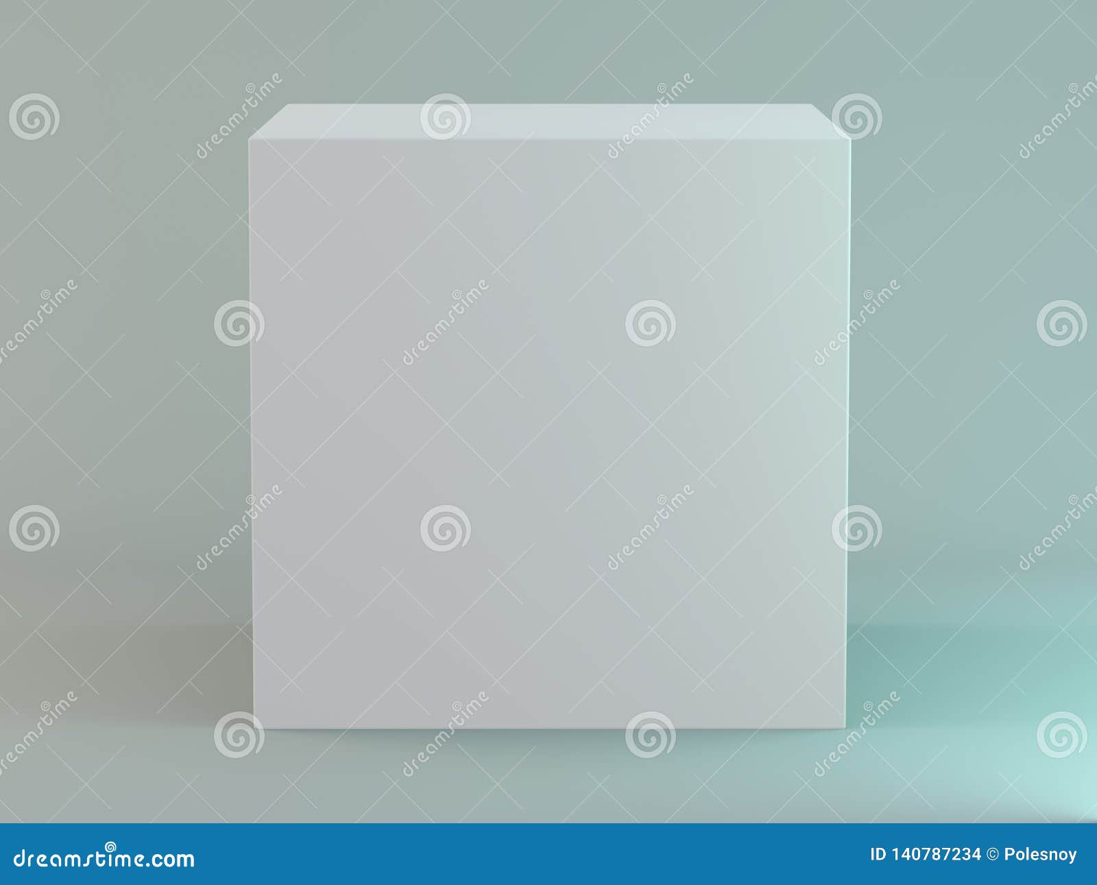 Blank Square Box on White Background with Reflection. 3D Stock ...