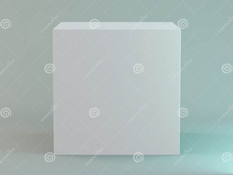 Blank Square Box on White Background with Reflection. 3D Stock ...
