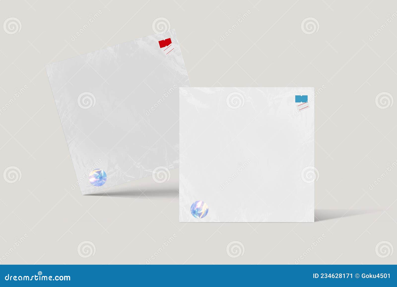 Blank Square CD Record Cover Package Envelope Template Mock Up with ...