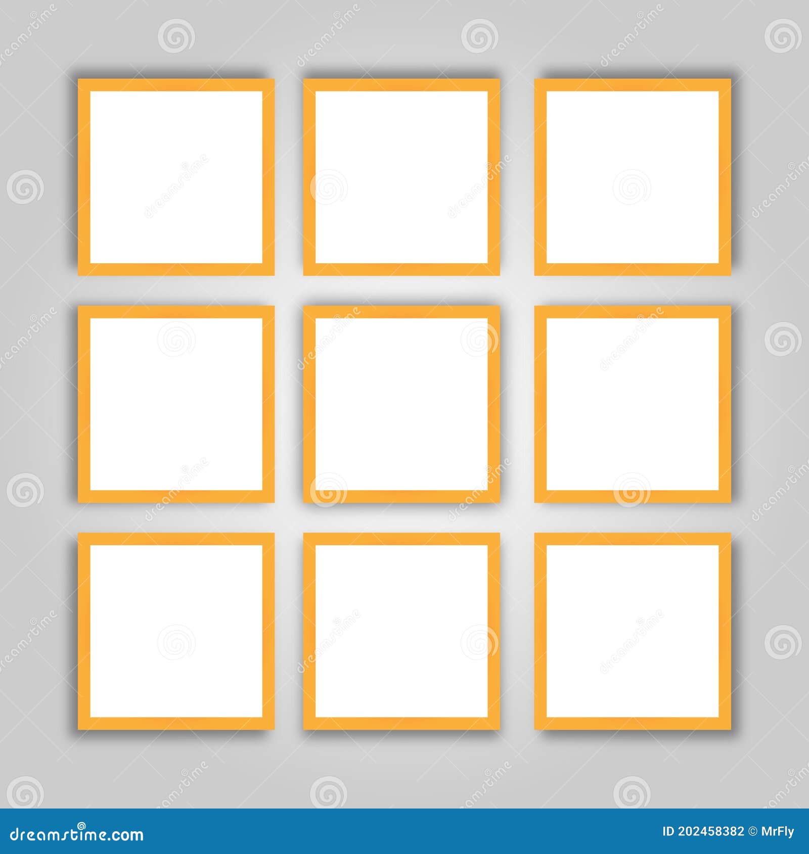 9 Square Blank Picture Frames, Template, Vector Illustration Stock ...