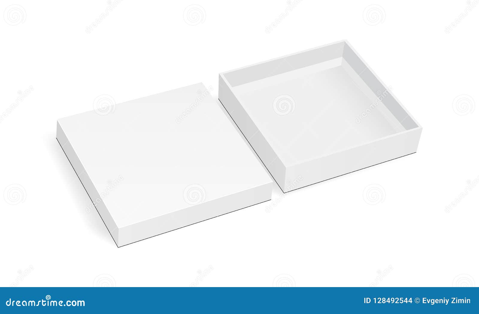 Blank Square Thin Box Mockup with Lid Isolated on White Background ... Blank Square Thin Box Mockup with Lid Isolated on White Background ...