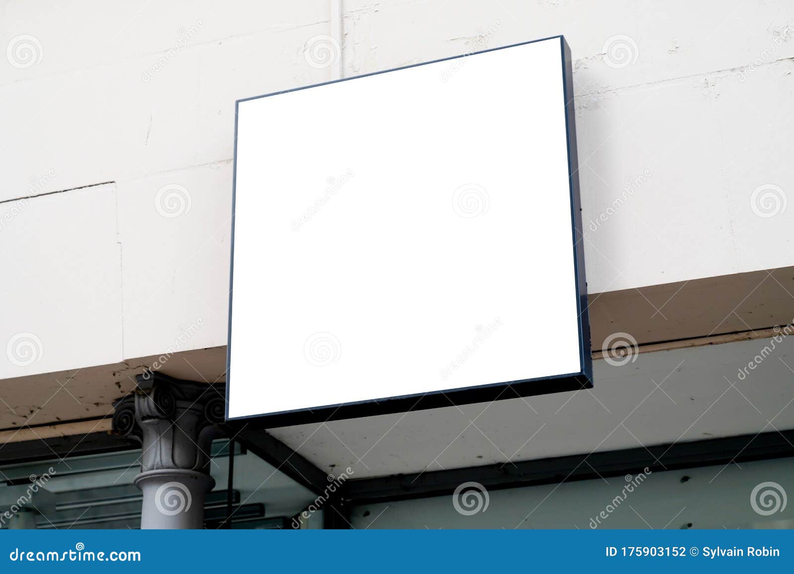 Blank Square White Store Signboard Empty Shop Lightbox on Mall Wall ...