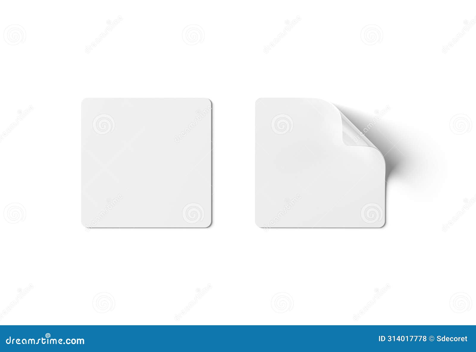Blank Squared Sticker Mockup Isolated. Square Label Template. 3D ...