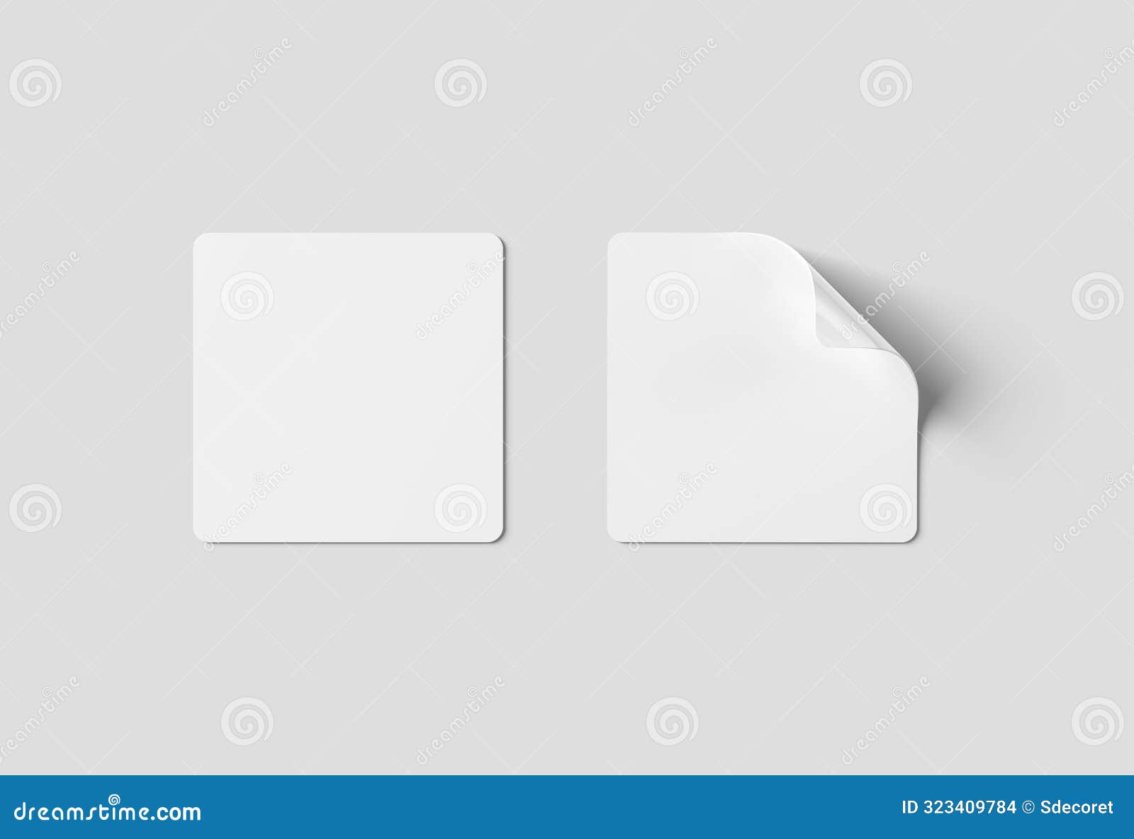Blank Squared Sticker Mockup Isolated. Square Label Template. 3D ...