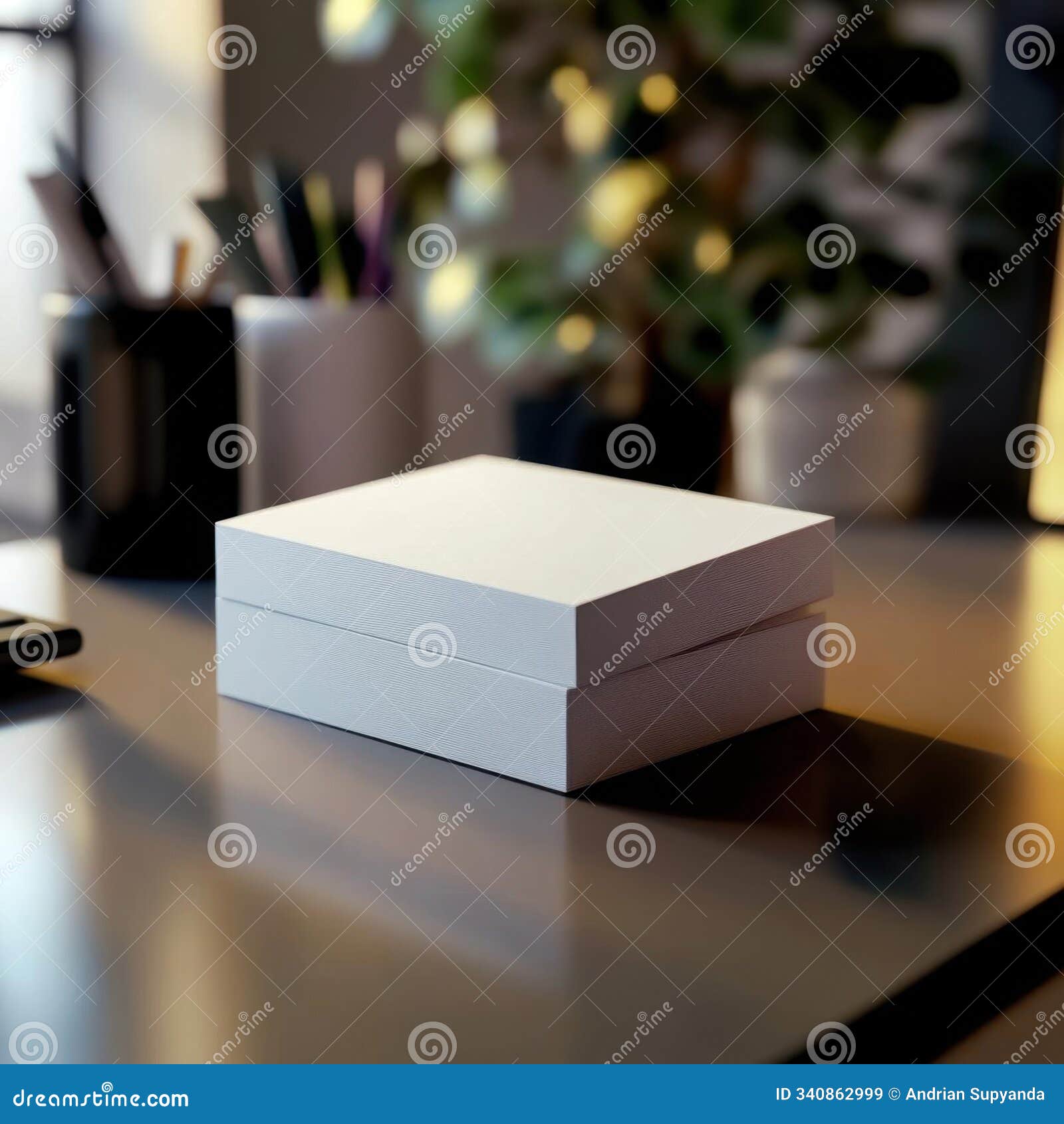 Blank Stack of Paper on Desk Stock Illustration - Illustration of ...