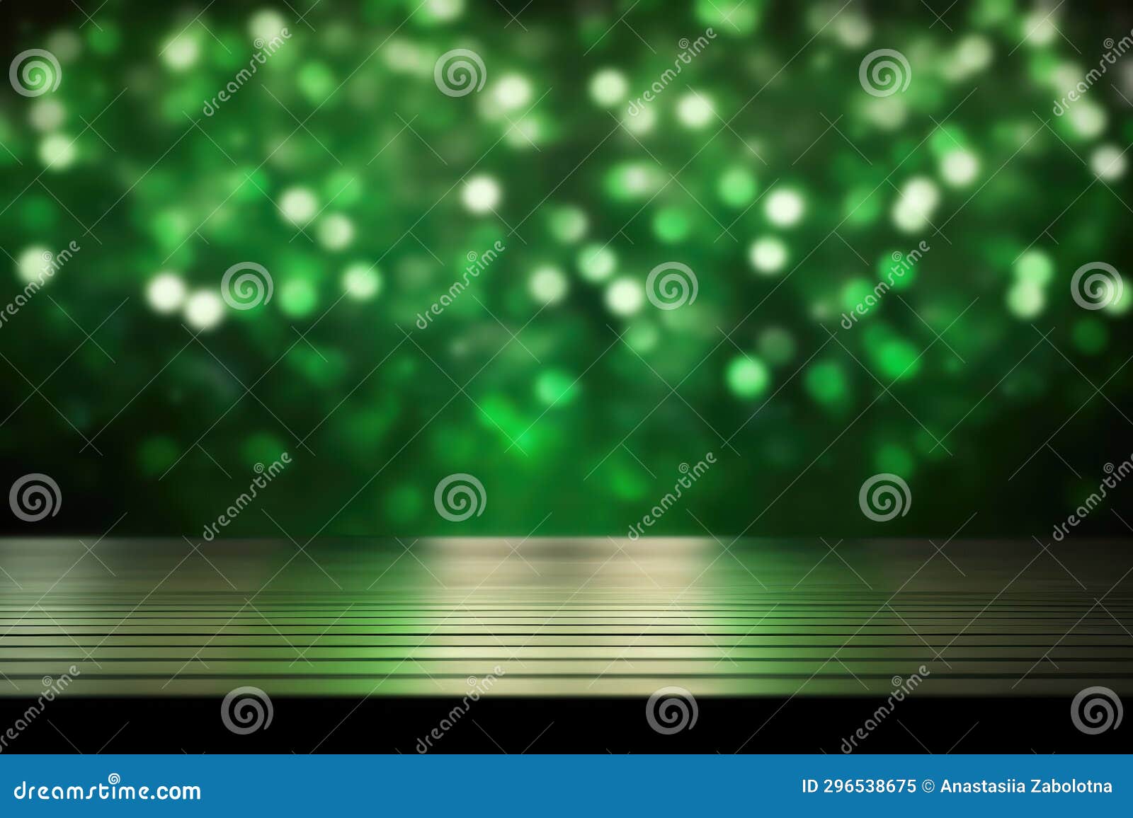 Blank Stage with Green Bokeh. Generative AI Stock Illustration ...