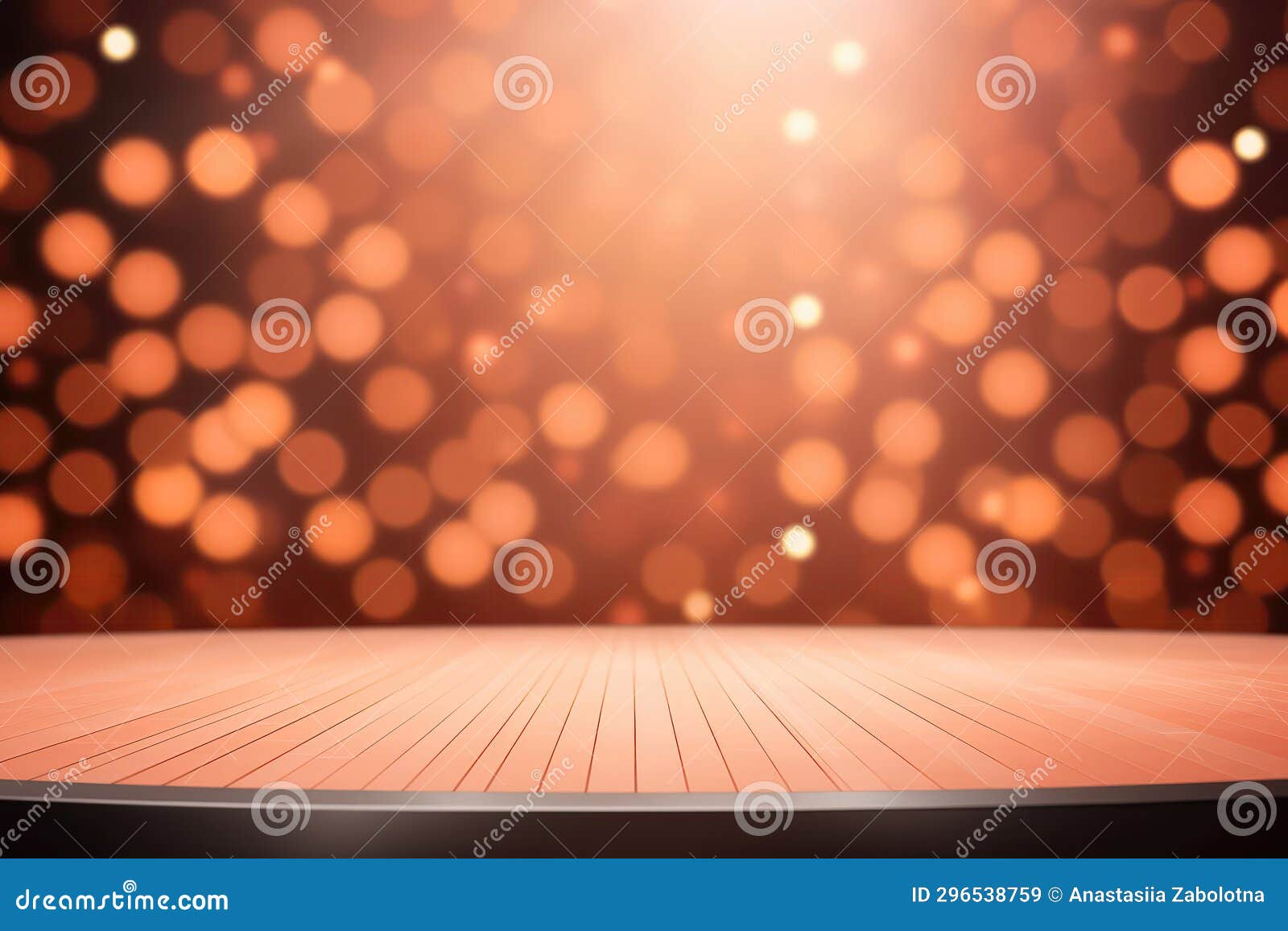 Blank Stage with Peach Color Bokeh. Generative AI Stock Illustration ...