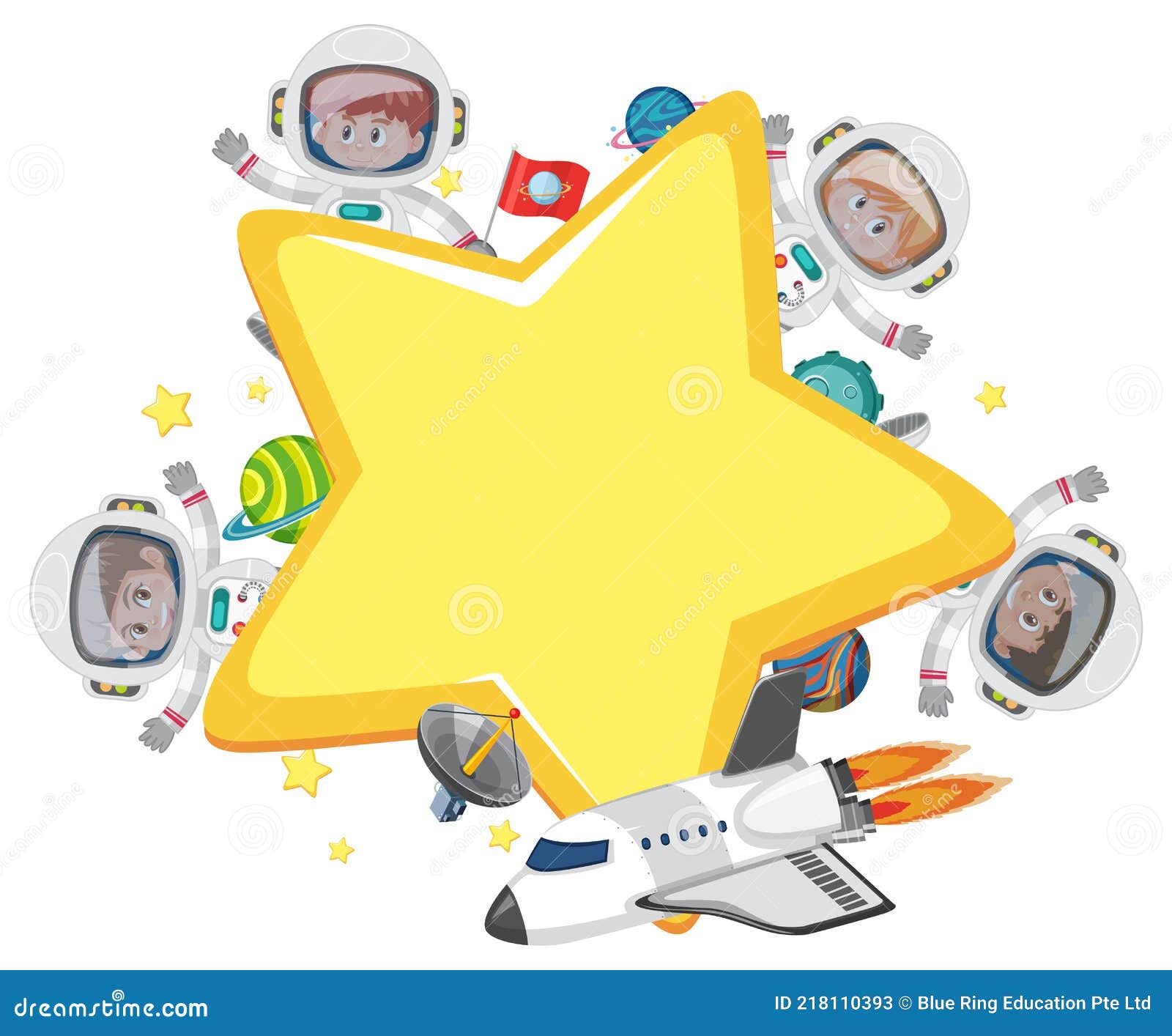 Blank Star with Many Astronauts Cartoon Character Stock Vector ...
