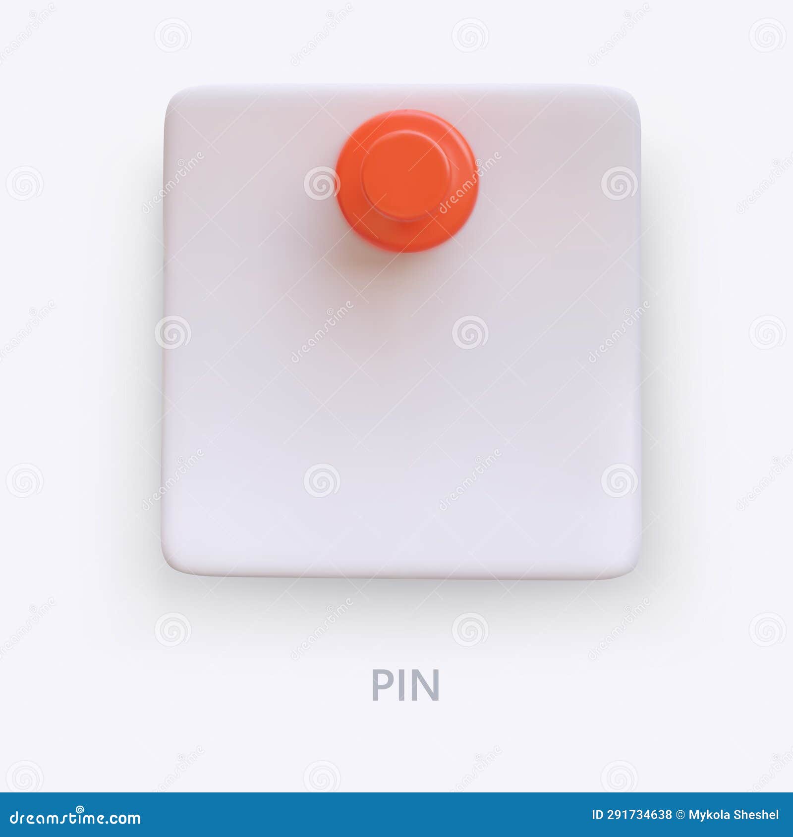 Blank Sticker with Red Pin, Front View. Vector Mockup, Place for Slogan ...