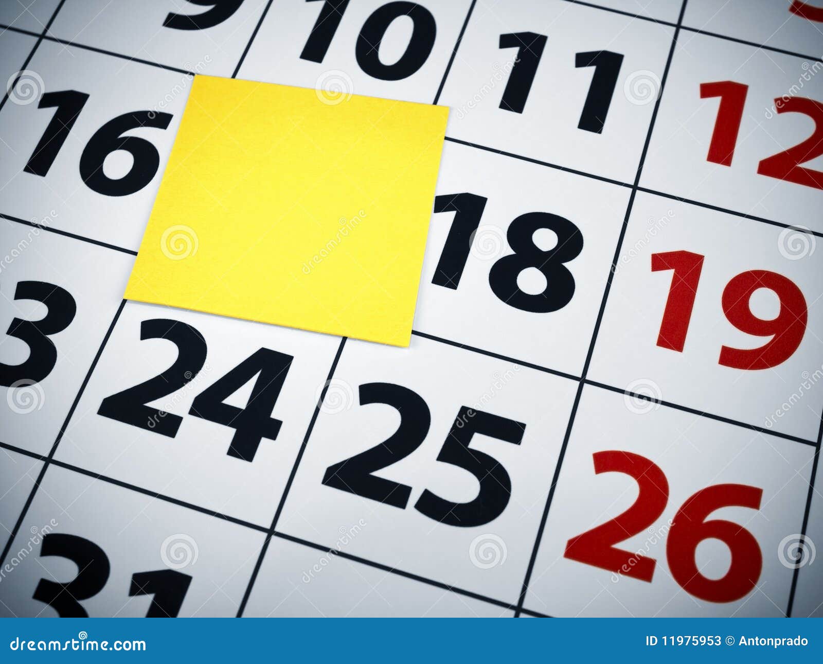 Blank Sticky Note on a Calendar Stock Image - Image of number, reminder ...