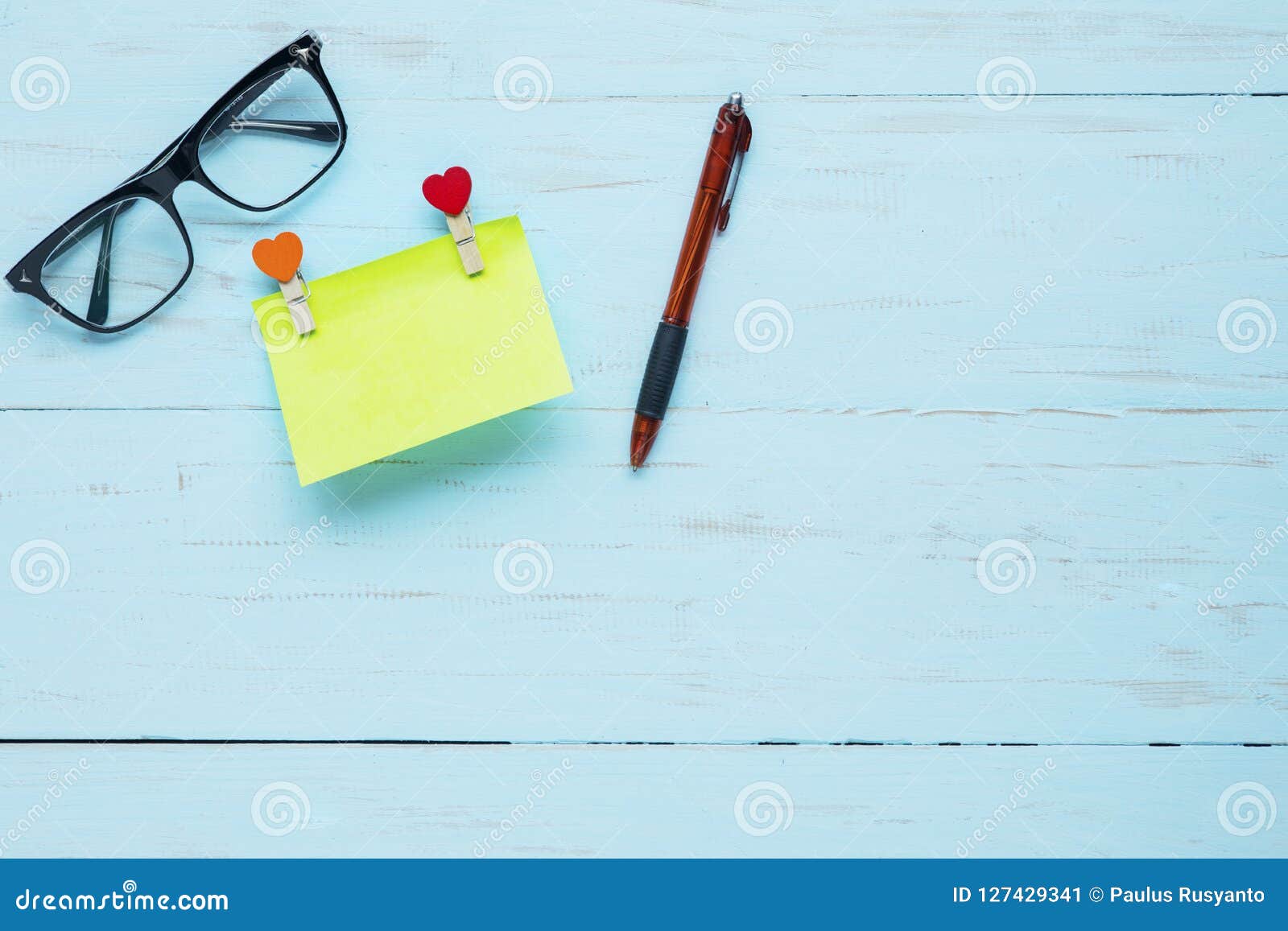 Blank Sticky Note with Pen on the Table Stock Image - Image of unique ...