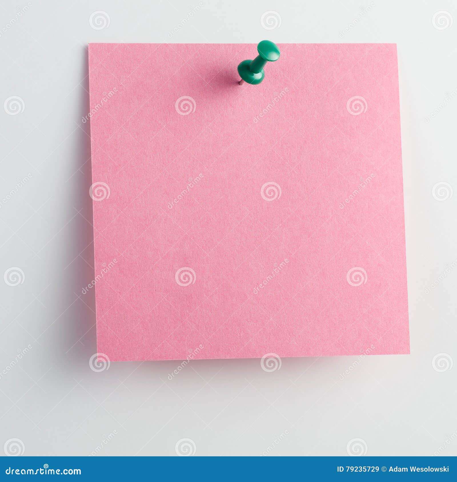 Blank Sticky Note with Pushpin Isolated on White Background Stock Image ...