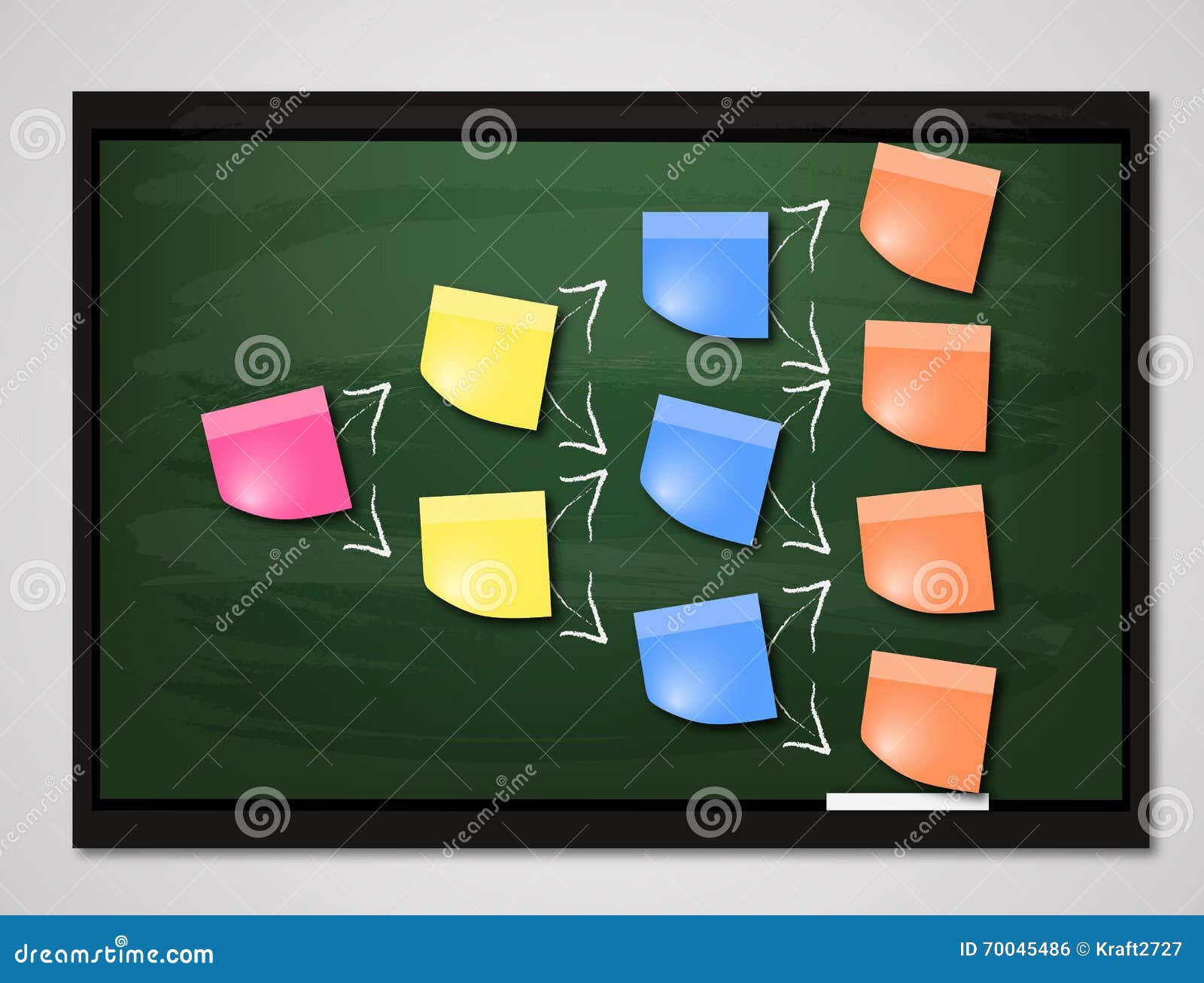 Blank Sticky Notes on Blackboard Stock Vector - Illustration of empty ...