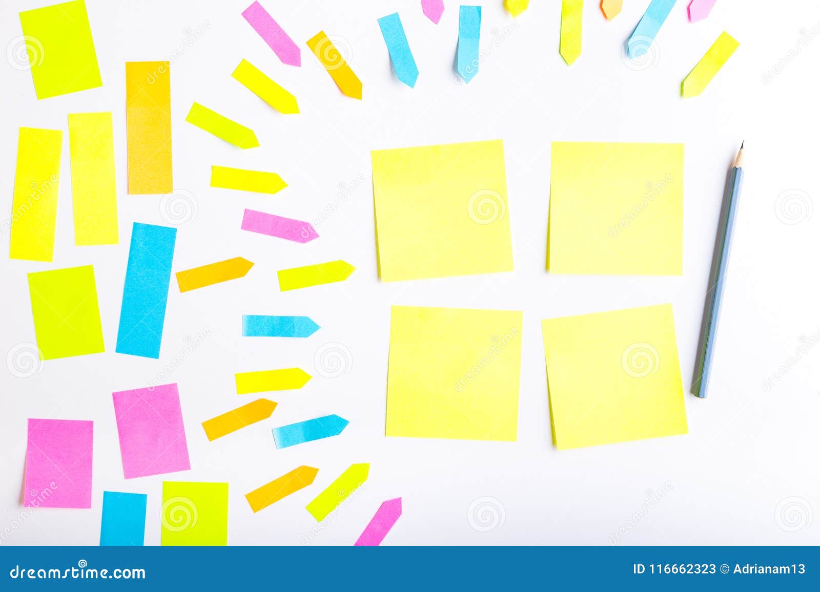 Sticky notes. stock image. Image of white, pencil, collection - 116662323