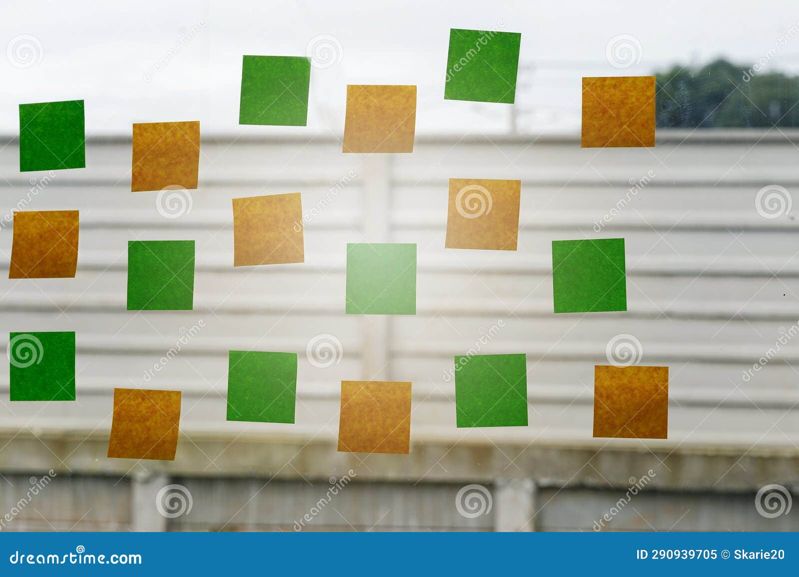 Blank Sticky Notes on a Glass of Window in the Office. Brainstorming ...