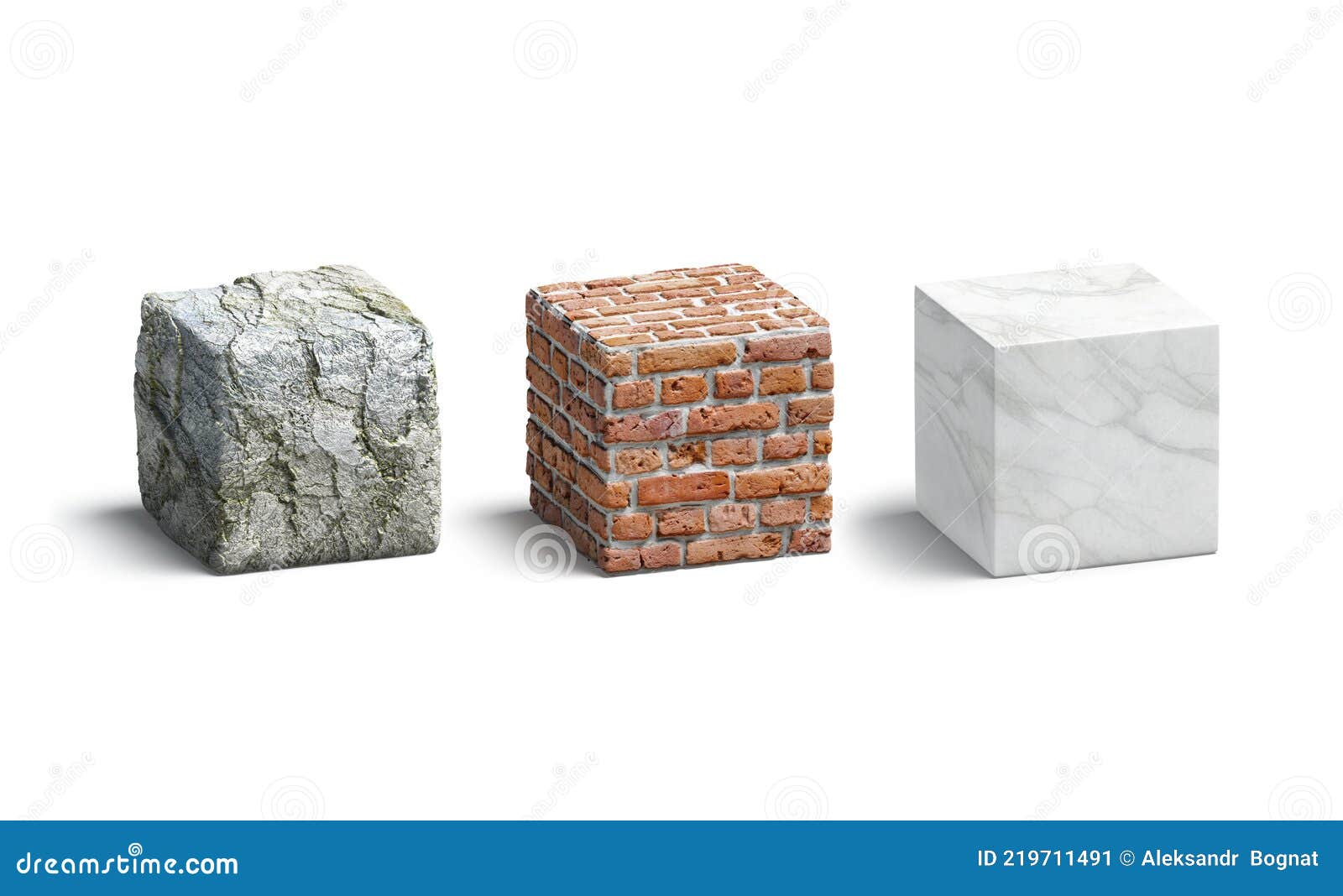 Blank Stone, Brick, Marble Cube Mock Up Set Stock Illustration ...